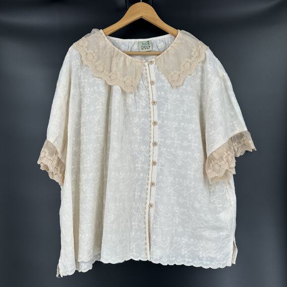 Jaded Gypsy | Tops | Jaded Gypsy Embroidered Oversized Button Up Shirt ...